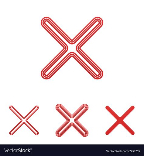 Red Line Delete Logo Design Set Royalty Free Vector Image