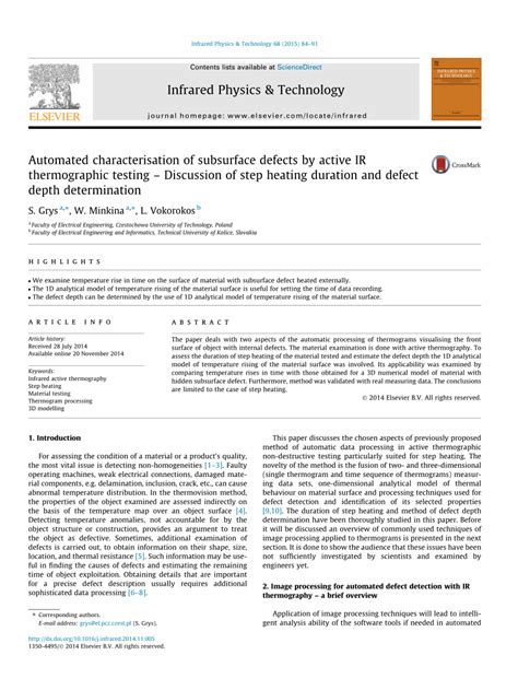 Pdf Automated Characterisation Of Subsurface Defects By Active Ir