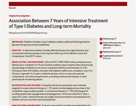 A Los 30 Años Del Diabetes Control And Complications Trial Dcct