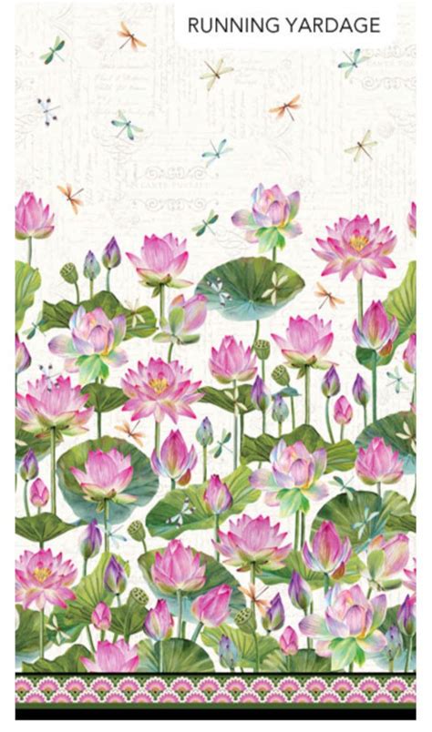 Water Lilies Full Width Border Cream Pattern Repeat 24” Northcott