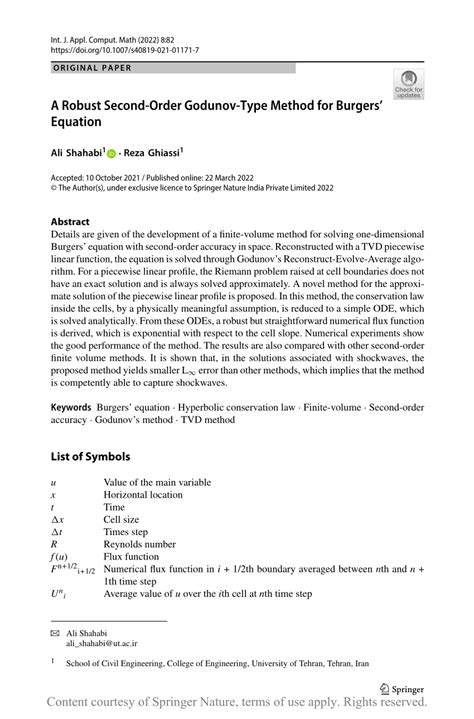 A Robust Second Order Godunov Type Method For Burgers Equation Request Pdf