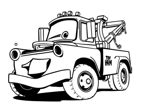 Coloring Page Of Tow Mater From Disneys Cars Free Printable