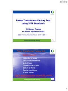Power Transformer Factory Test Using IEEE Standards Power Transformer Factory Test Using Ieee