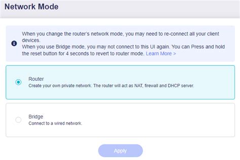 Network Mode GL INet Router Docs