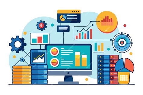 A Modern Office Workspace Features A Computer Displaying Database Analysis Statistical Reports