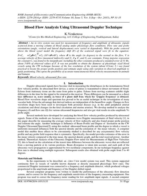 Pdf Blood Flow Analysis Using Ultrasound Doppler Technique Dokumentips