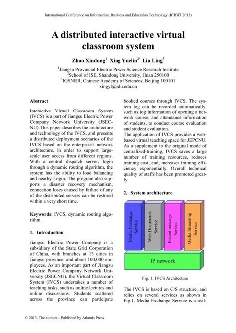 Pdf A Distributed Interactive Virtual Classroom System Dokumentips