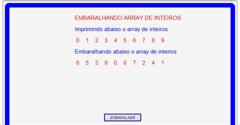 Samuel Lima Programador Ccjava Javafx Embaralhando Array De Inteiros