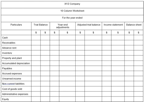 What Is A 10 Column Worksheet In Accounting Explanation And Example