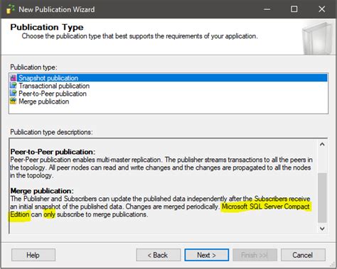 is the subscription of merge replication only for sql server compact