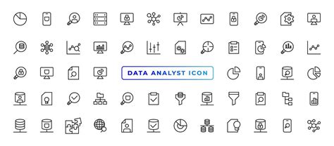 Data Analytic Thin Line Icon Set Data Analysis Editable Stroke Icons Data Analytics Mining