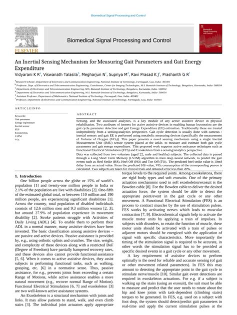 PDF An Inertial Sensing Mechanism For Measuring Gait Parameters And Gait Energy Expenditure