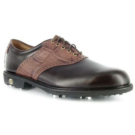 Footjoy Icon Dark Brown Croc Dark Brown Smooth 11 12 Medium Golf Shoes