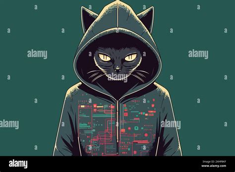 Cat Hacker Vector Illustration Stock Vector Image Art Alamy