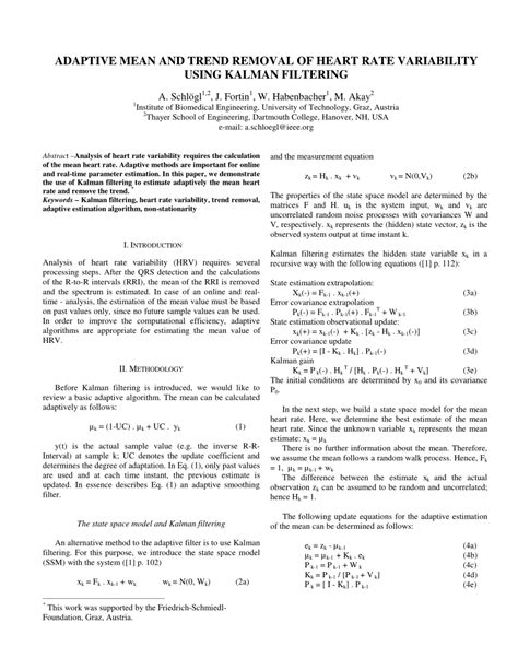 Pdf Adaptive Mean And Trend Removal Of Heart Rate Variability Using