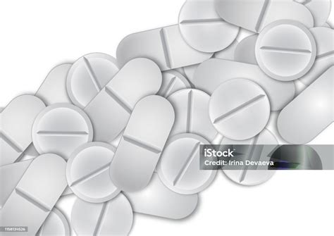 밝은 배경에 다양한 현실적인 벡터 흰색 의약 정제의 추상적 인 배경 0명에 대한 스톡 벡터 아트 및 기타 이미지 0명 가리기 건강관리와 의술 Istock