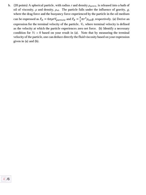 Solved A Spherical Particle With Radius R And Density Rho Chegg