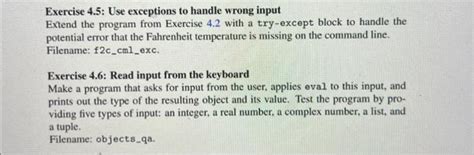 Solved Exercise 45 Use Exceptions To Handle Wrong Input