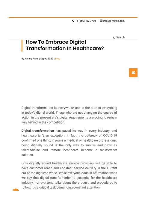 How To Embrace Digital Transformation In Healthcare By C Metric Solution Issuu