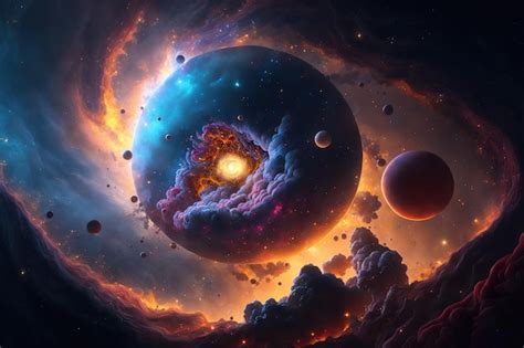 Premium Ai Image Cosmological Background Stars Planets And Galaxies Space And Time Travel