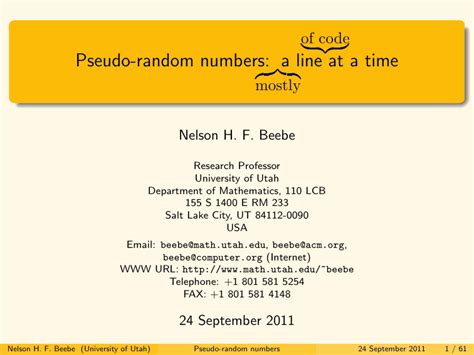 Z Pseudo Random Numbers A Line At A Time