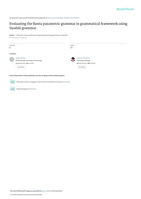Solution Evaluating The Bantu Parametric Grammar In Grammatical Framework Using Swahili Grammar