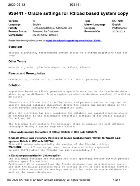 oracle settings for r3load based system pdf databases operating