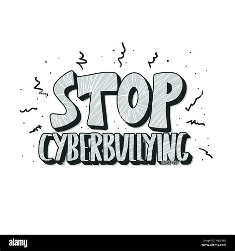 Stop Cyberbullying Slogan Isolated On White Background Vector Stylized