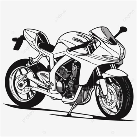 Naked Motorcycle Black And White On A Transparent Background Generative