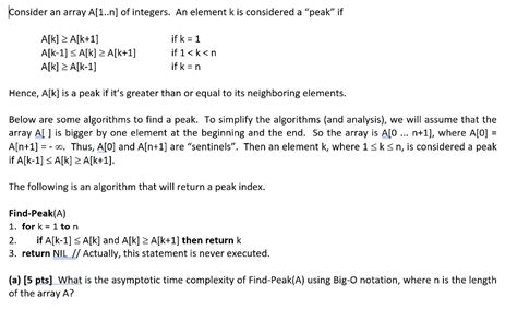 Solved Consider An Array A Ln Of Integers An Element K