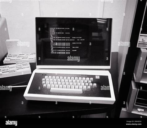 1970s An Early Dumb Cathode Ray Tube Crt Monitor And Keyboard Connected To Either Large