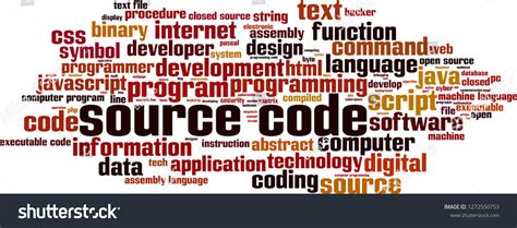 Source Code Word Cloud Concept Vector Stock Vector Royalty Free 1272550753 Shutterstock