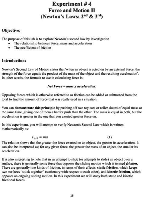 SOLVED Experiment 4 Force And Motion II Newton Laws 2nd 3rd Objective The Purpos Ihts