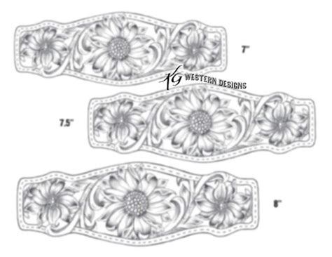 Leather Bracelet Tooling Pattern Print Out 3 Sizes Floral And Vines Pattern Design Etsy