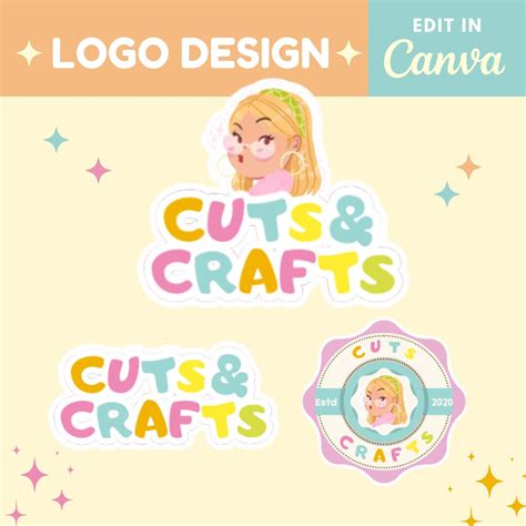 Editable Pink Logo Bundle Template Cute Girly Logo Design Templates