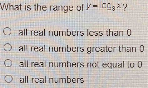 Solved What Is The Range Of Ylog 8x All Real Numbers Less Than