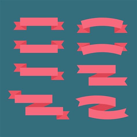 Conjunto De Cinta Roja Plana Vector Premium