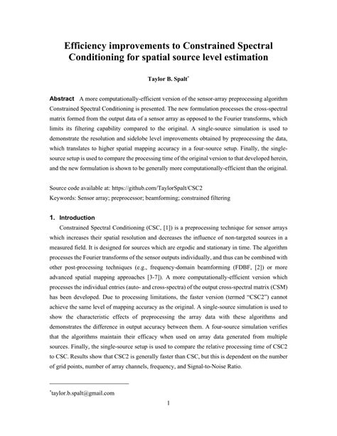 Pdf Efficiency Improvements To Constrained Spectral Conditioning For Spatial Source Level