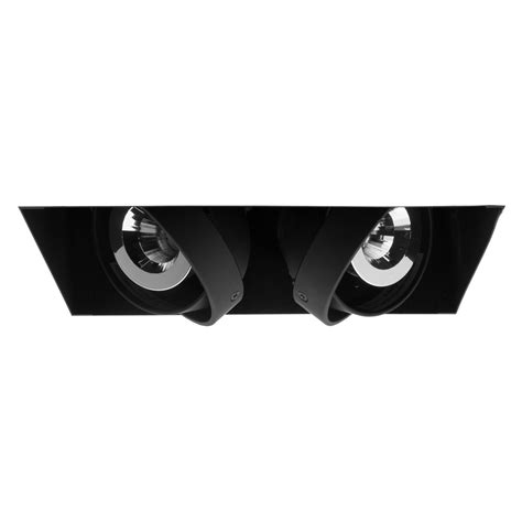 Grid Trimless Double Mr16 Downlight 12v 2 X 50w Black Mr Resistor