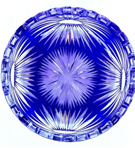 Czech Bohemian Cobalt Blue Leaded Crystal Hand Cut To Clear High Quality Heavy Vase Etsy