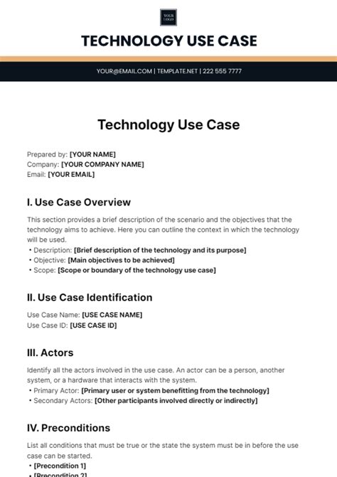 Free Technology Use Case Template To Edit Online
