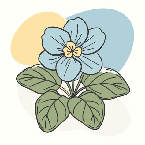 Color Blobs Vector African Violet Flower Isolated On White Background Vector Illustration Line