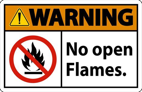 Warning No Open Flames Label Sign On White Background 13527884 Vector Art At Vecteezy