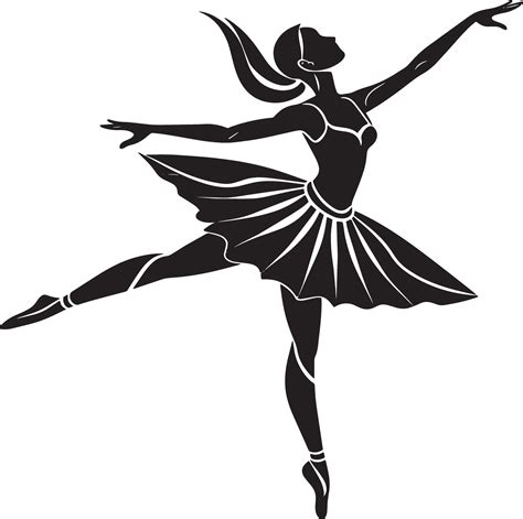 Silhouette Of A Ballerina Dancing Illustration Black And White 45788154