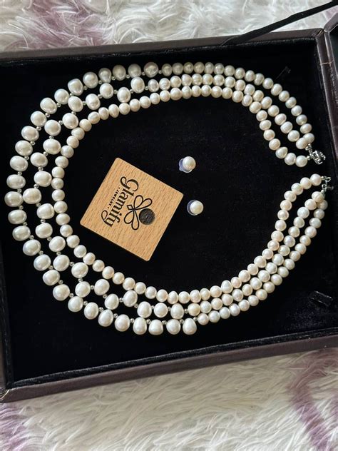 Original 3 Layer White Fresh Water Pearl Necklace Jewelry Store