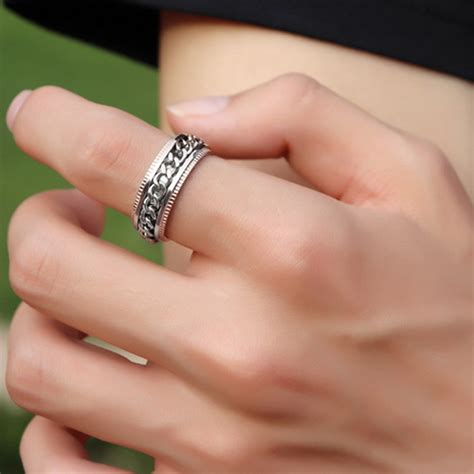 여성을위한 불안 반지 남자 Moon Fidgets 반지 2021 트렌드 펑크 반지 Y2k 쥬얼리 회전 스테인레스 스틸 반지 안티 스트레스 선물 Hello