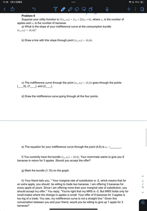 Solved 11 39 1月21日周日problem 8suppose Your Utility Function