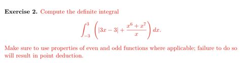 Solved Exercise Compute The Definite Integral Chegg