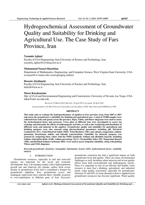 Pdf Hydrogeochemical Assessment Of Groundwater Quality And Suitability For Drinking And