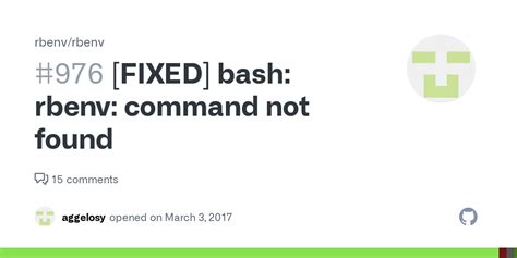 FIXED Bash Rbenv Command Not Found Issue 976 Rbenv Rbenv GitHub